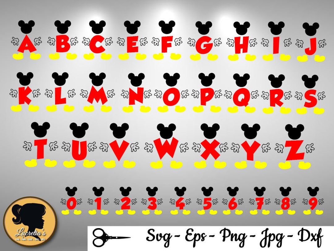 MICKEY MOUSE ALPHABET - Mickey Numbers Font Silhouette - Cameo (zipped ...