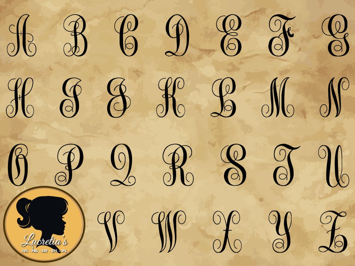 Vine SVG Font, Curly Vector Letters Svg, Eps, Pdf, Instant Download ...