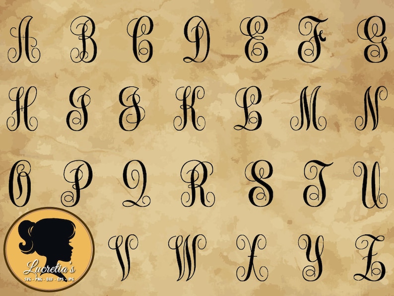 Vine SVG Font, Curly Vector Letters Svg, Eps, Pdf, Instant Download ...