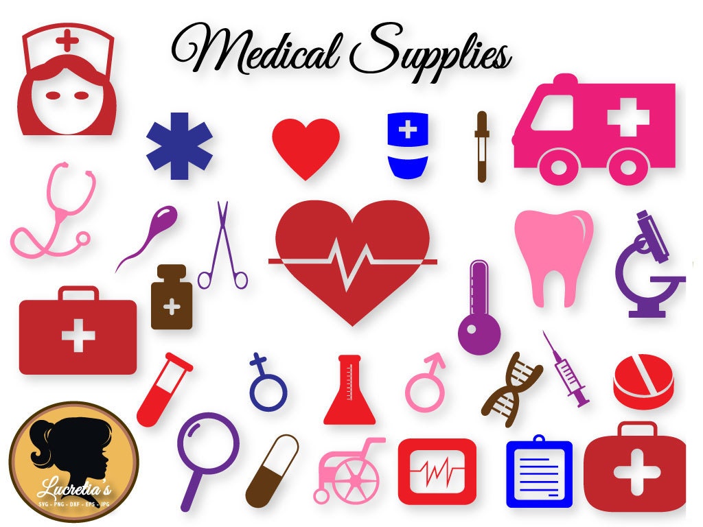 Medical , Medical Svg, Medical Silhouette, Medical Supply Heart ECG ...