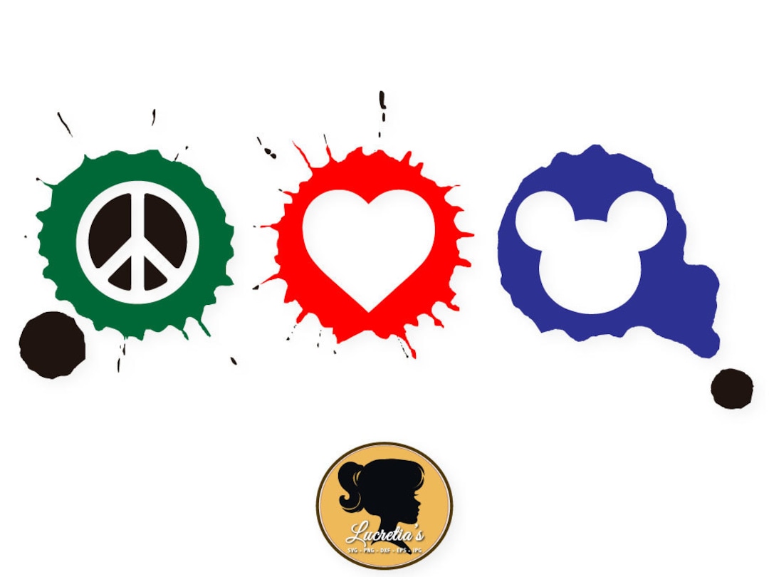 Mickey Peace Love SVG, Peace Love Silhouette, Mickey Peace and Love ...