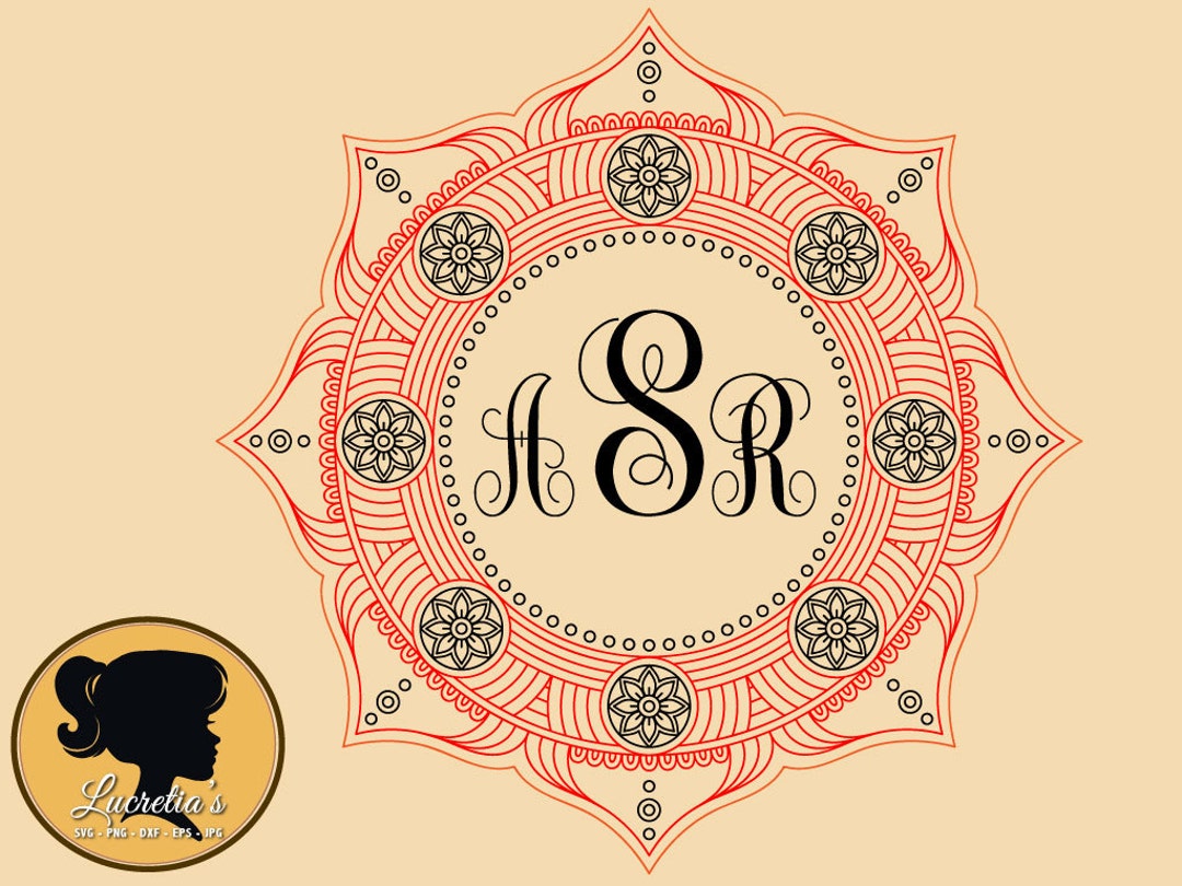 Mandala Circle Monogram Frame SVG, Mandale Zen, Frame Zen Design ...