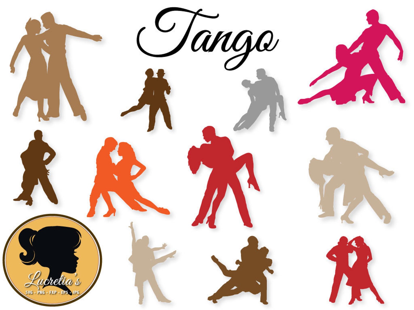 Tango Dancers SVG, Tango Svg, Clipart, SVG Files for Silhouette Cameo ...