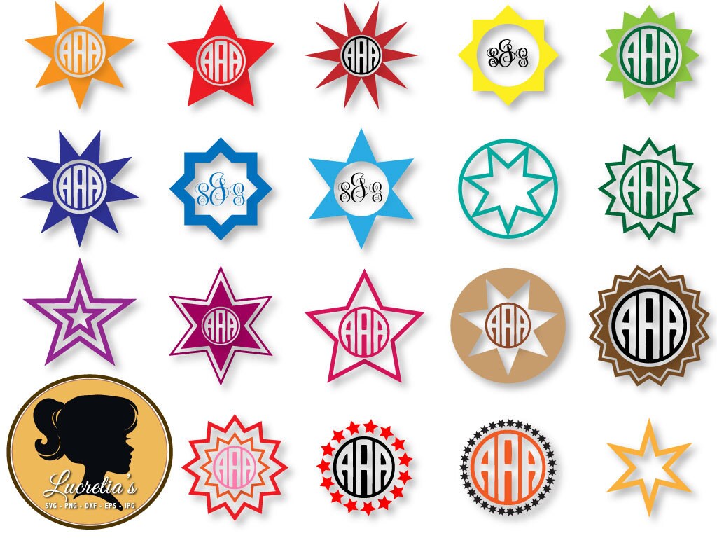 Stars Monogram Frame SVG - Stars Design Frame - Monogram (zipped .eps ...