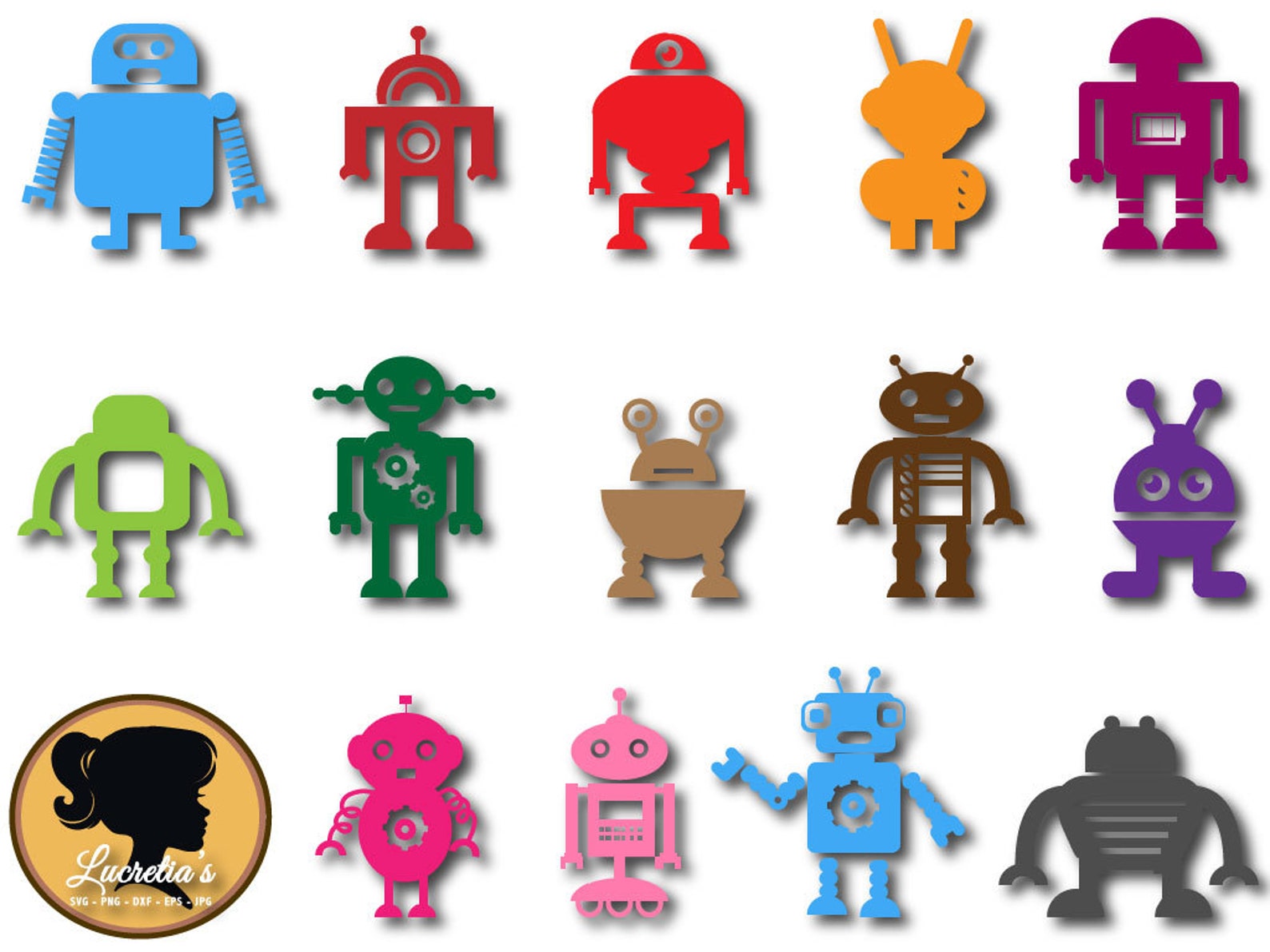 Robots Svg Silhouette, Robots Pack Svg , Fun Robots Svg, Solid Robots ...