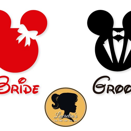 Bride and Groom Svg Mickey Mouseminnie Mouse SVG Files for - Etsy
