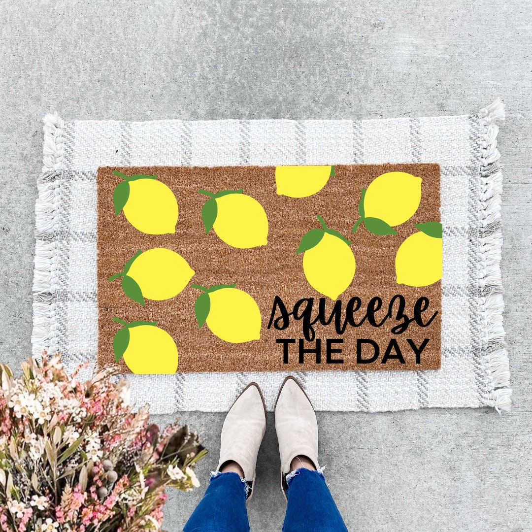 Squeeze the Day Lemon Doormat | Summer Doormat | Summer Decor | Beach ...