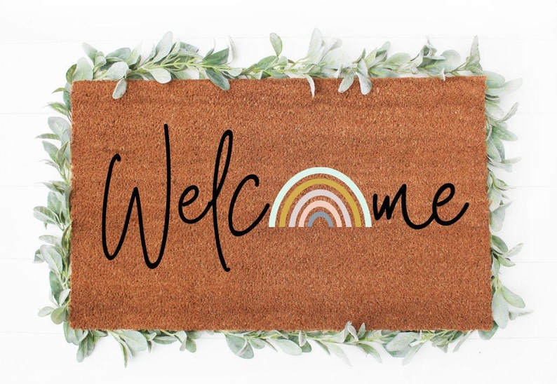 Welcome Boho Rainbow Doormat Boho Doormat Spring or Summer | Etsy