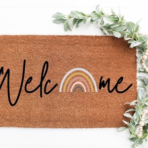 Welcome Boho Rainbow Doormat Boho Doormat Spring or Summer | Etsy