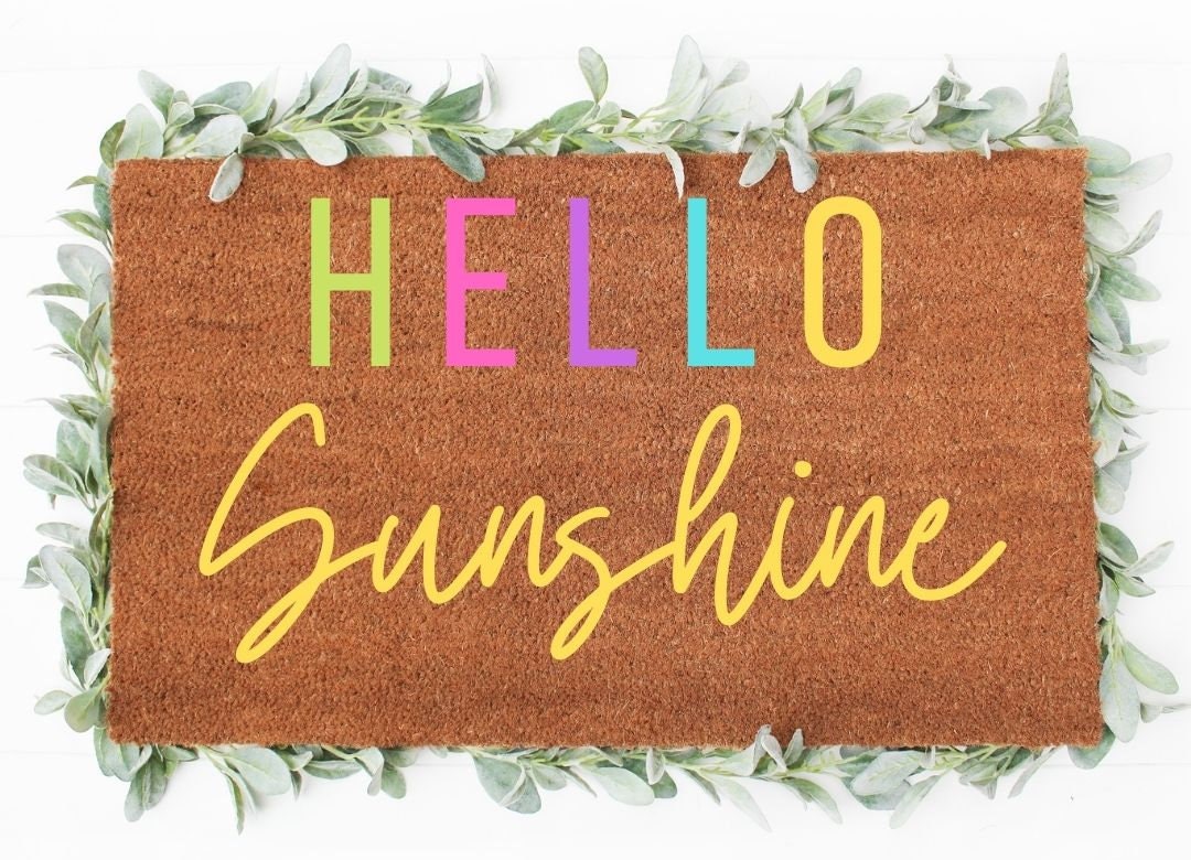 Hello Sunshine Doormat, Hello Welcome Doormat, Summer Doormat, Spring ...