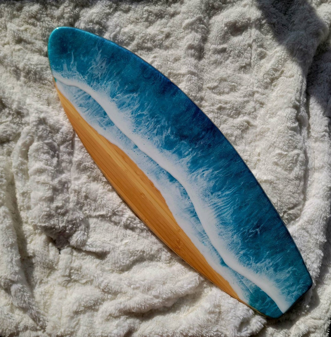 Resin Ocean Bamboo Surfboard, Coastal Charcuterie Cheese Board - Etsy