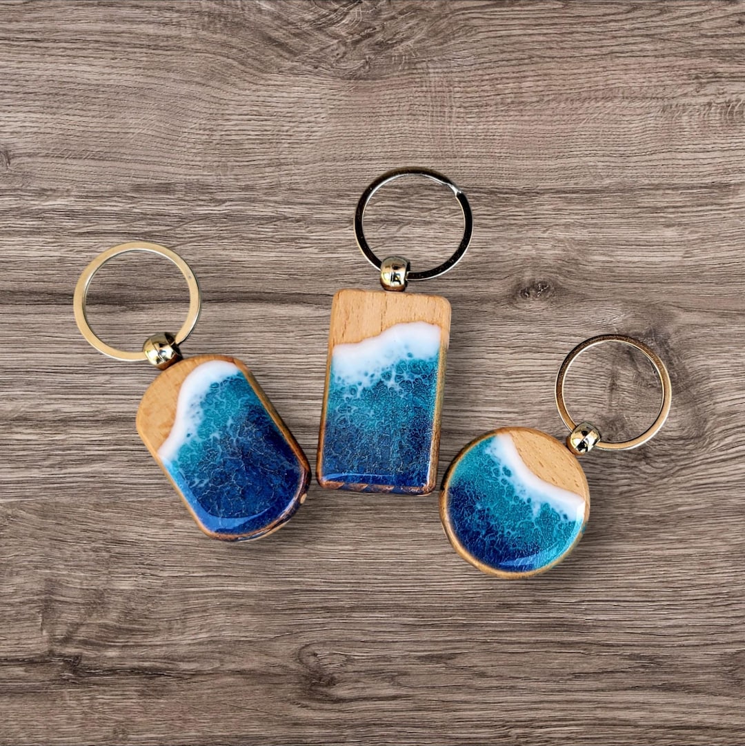 Blue Bamboo Resin Ocean Keychain - Etsy