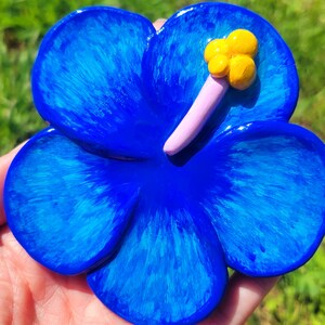 Tropical Blue Hibiscus Flower Polymer Clay Jewelry Dish/ Decorative ...
