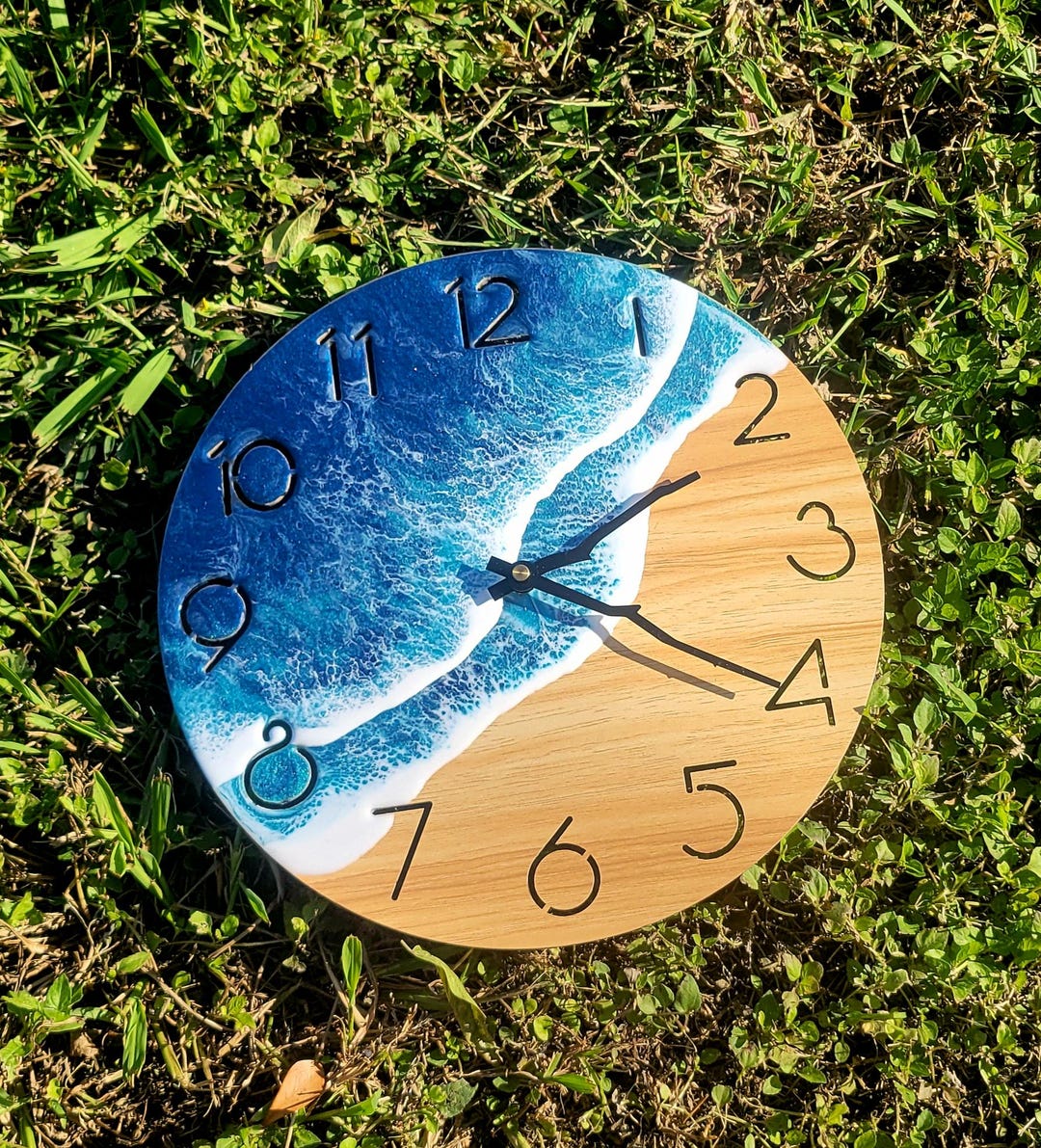 Ocean Resin Bamboo Wall Clock, Coastal Decor, 12 Inch - Etsy