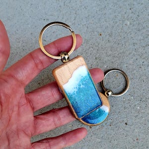 Blue Bamboo Resin Ocean Keychain - Etsy