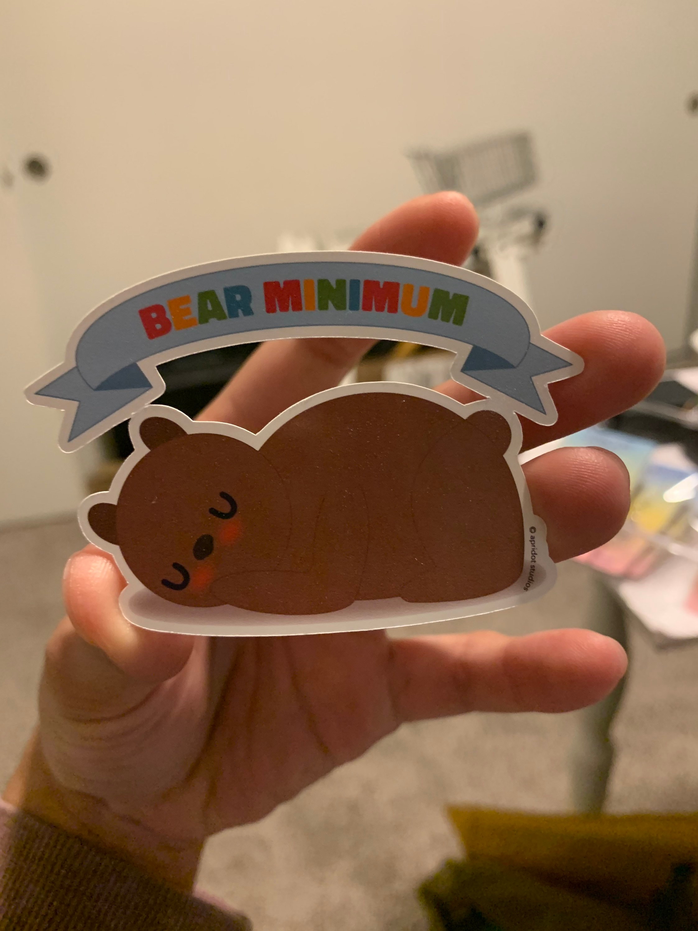 Bear Minimum Sticker — Apridot Studios