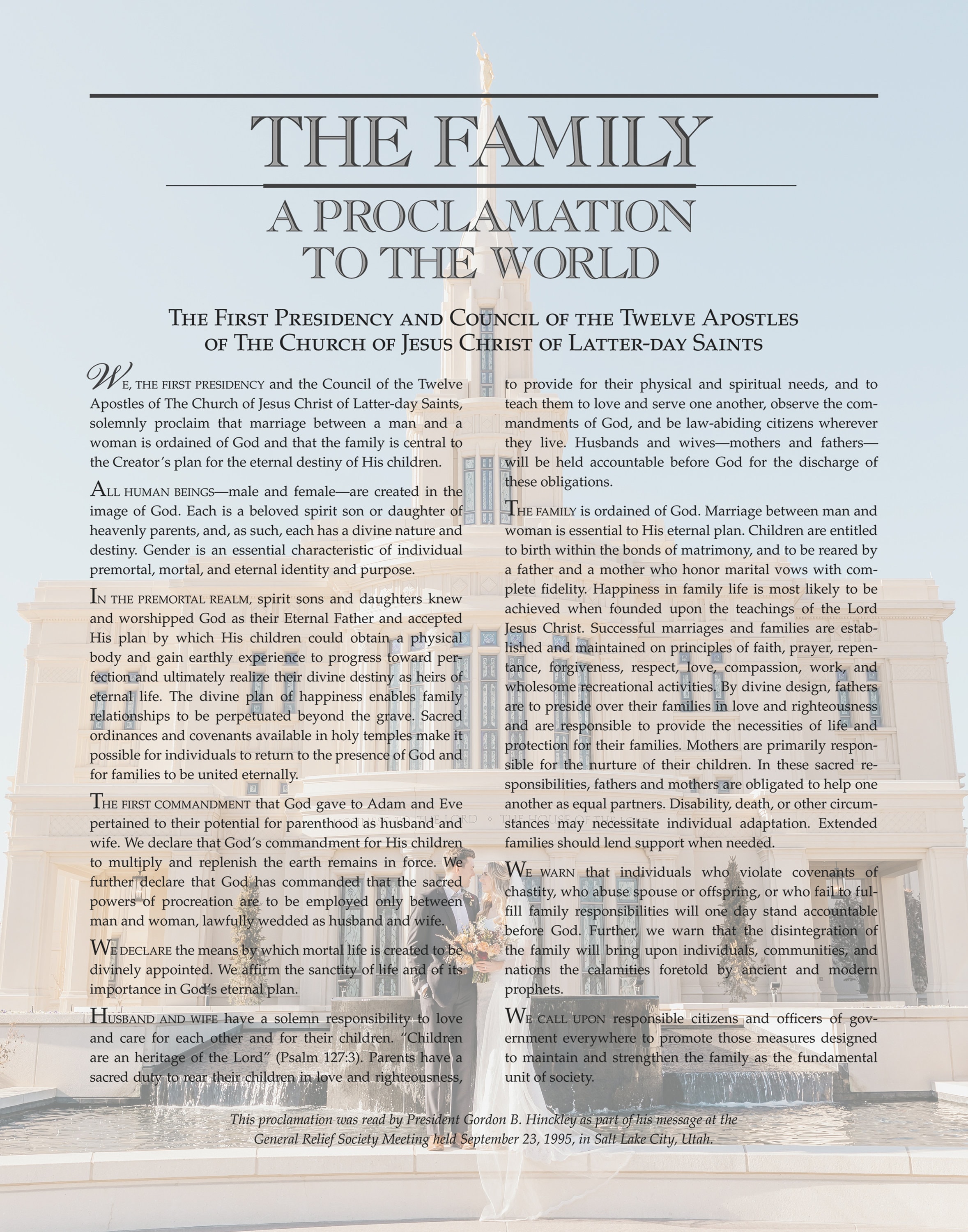 Family Proclamation Poster - Proclamation to the World With Custom ...