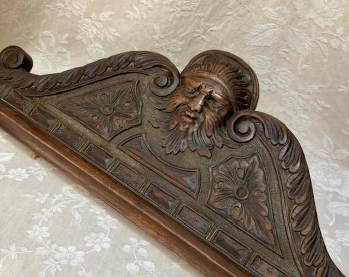 Fabulous Worked Antique French WOODEN PEDIMENT Carved OLD Man Devil ...