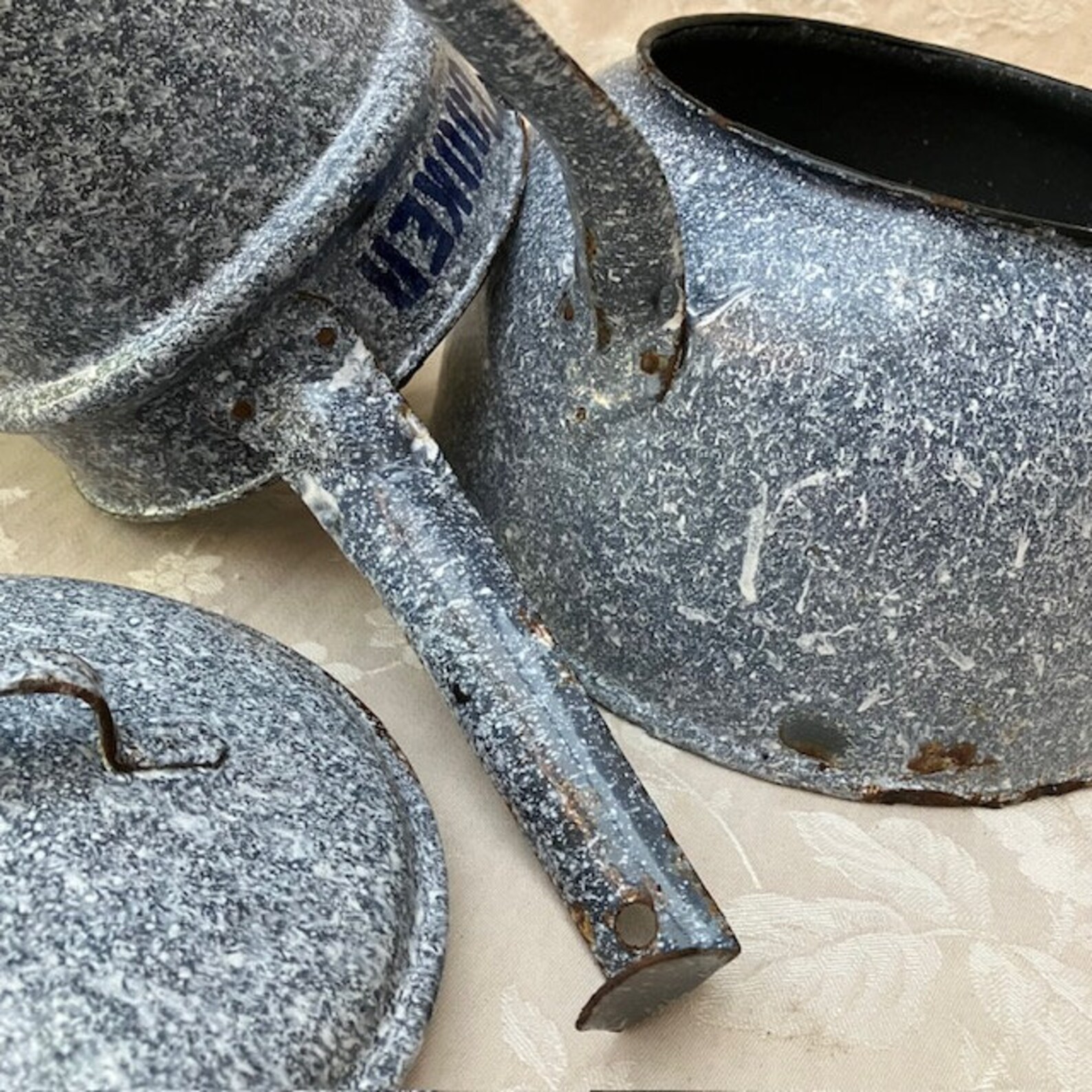 Unusual and Rare American Granite QUAKER OATS Cooker Antique Enamelware ...