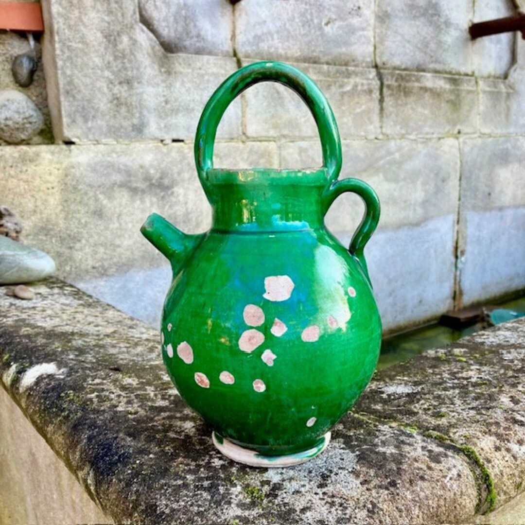 Lots of Character Provencal Green Cruche D'aubagne PITCHER Traditional ...