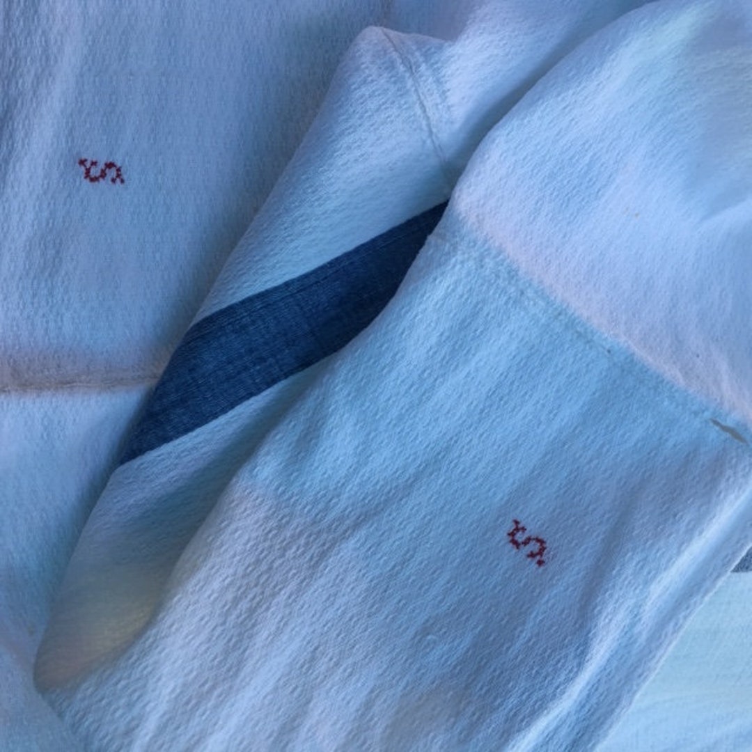 Lovely Vtg Primitive French BASQUE LINEN Petite TABLECLOTH Boro Indigo ...