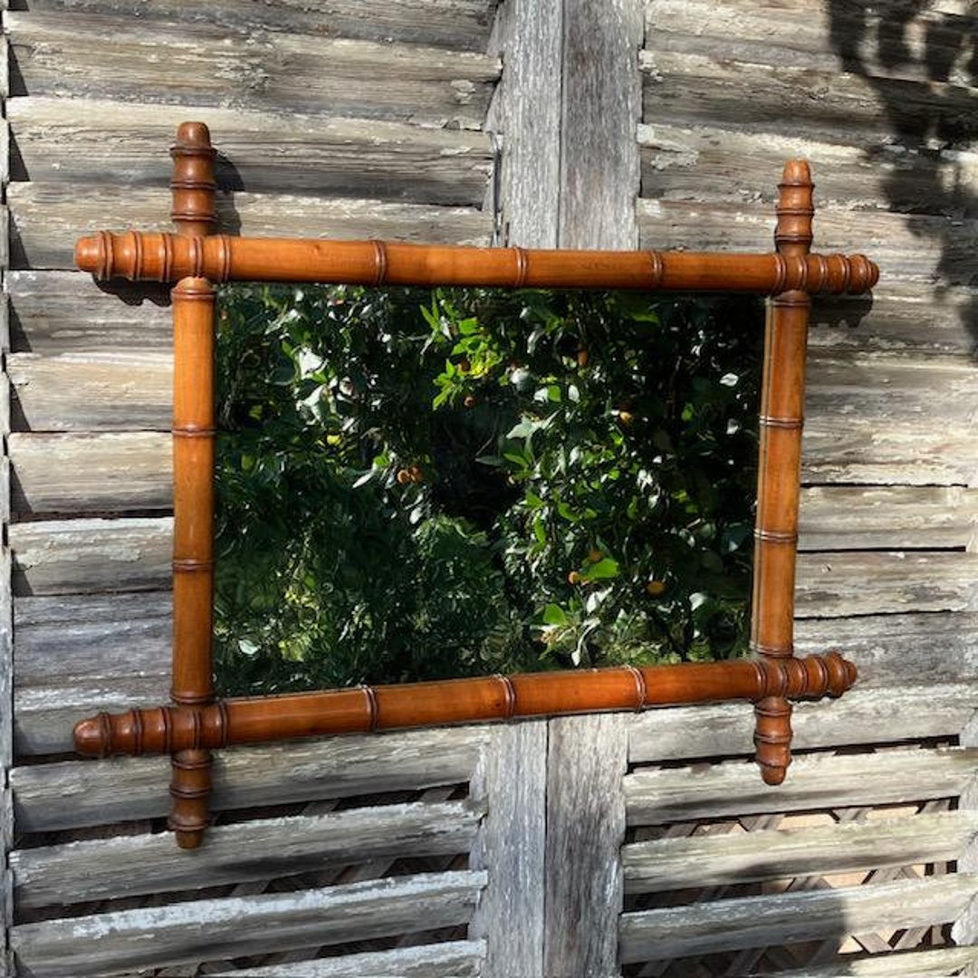 Antique Vtg French 1900s FAUX BAMBOO Carved Wood Mirror 25.50x20.50 ...