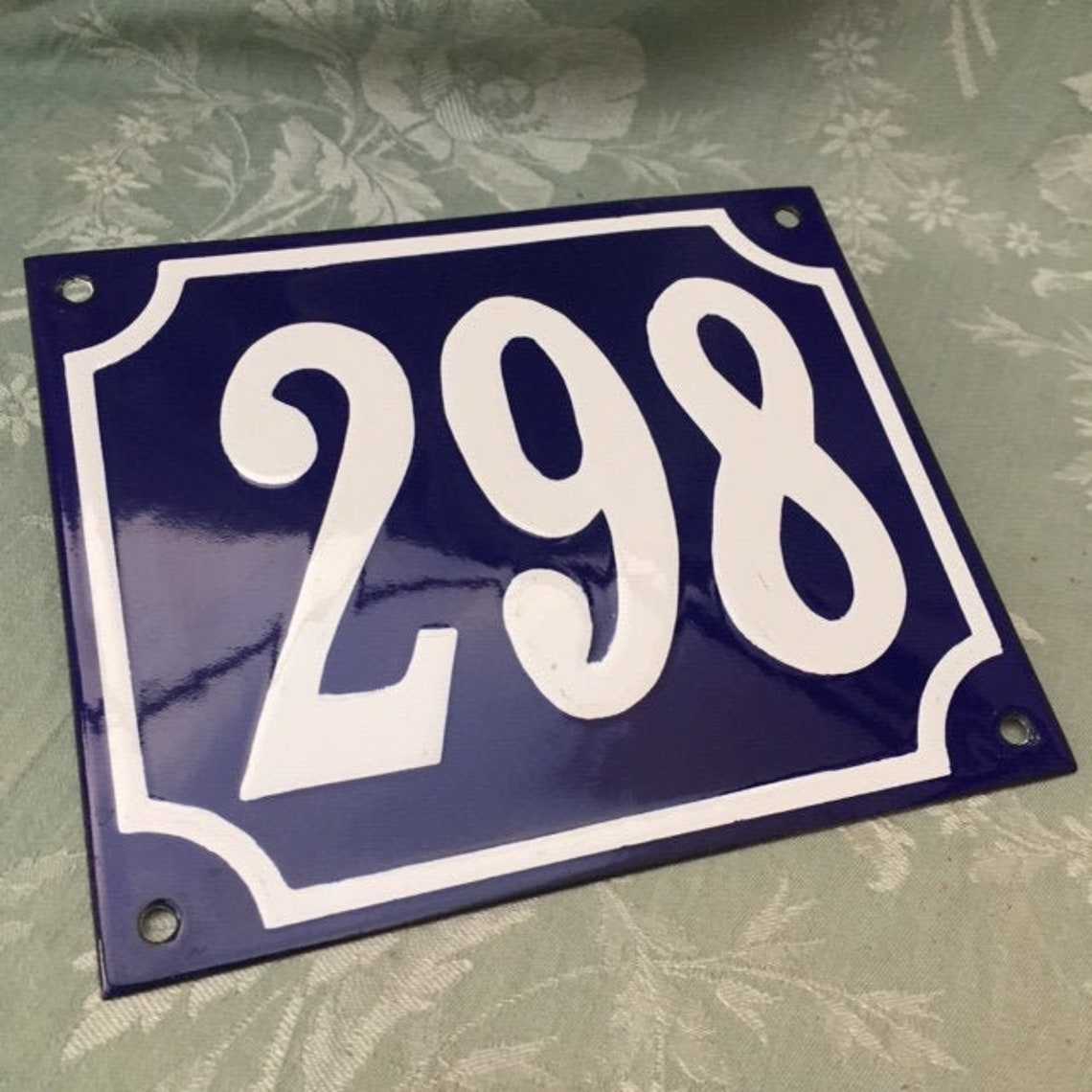 Vintage French Cobalt Blue HOUSE NUMBER 298 Enamel Sign High | Etsy