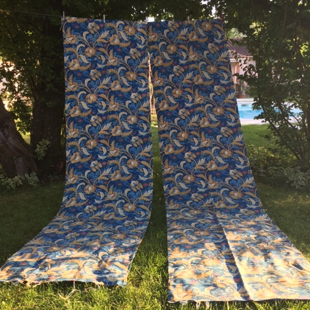 Rare Pair Antique French PRUSSIAN Blue CURTAIN PANELS - Etsy