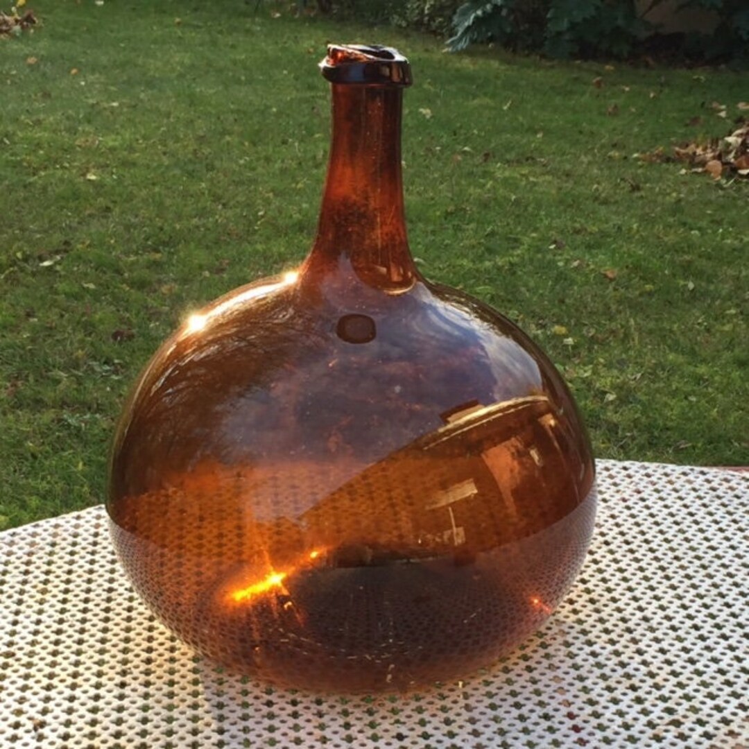Rare Gorgeous Antique French 1830 Onion Shaped AMBER DEMIJOHN CARBOY ...