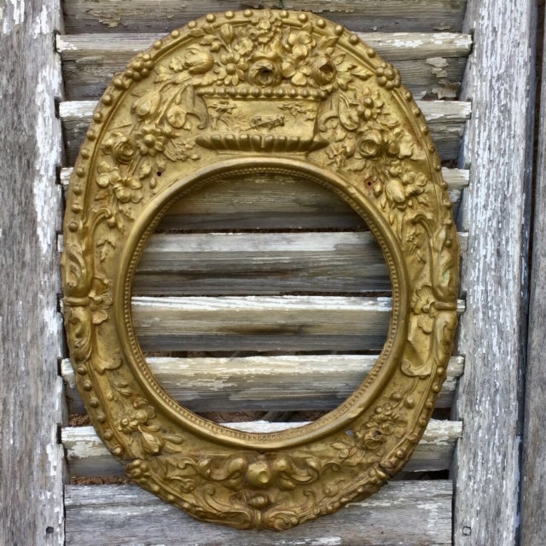 Amazing Antique Timeworn Vtg French BRASS CLOCK Frame WEDDING Gift Urn ...