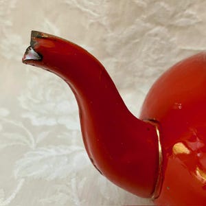 Gorgeous Shiny Antique Enameled Red TEAPOT TEA Pot French/belgian ...