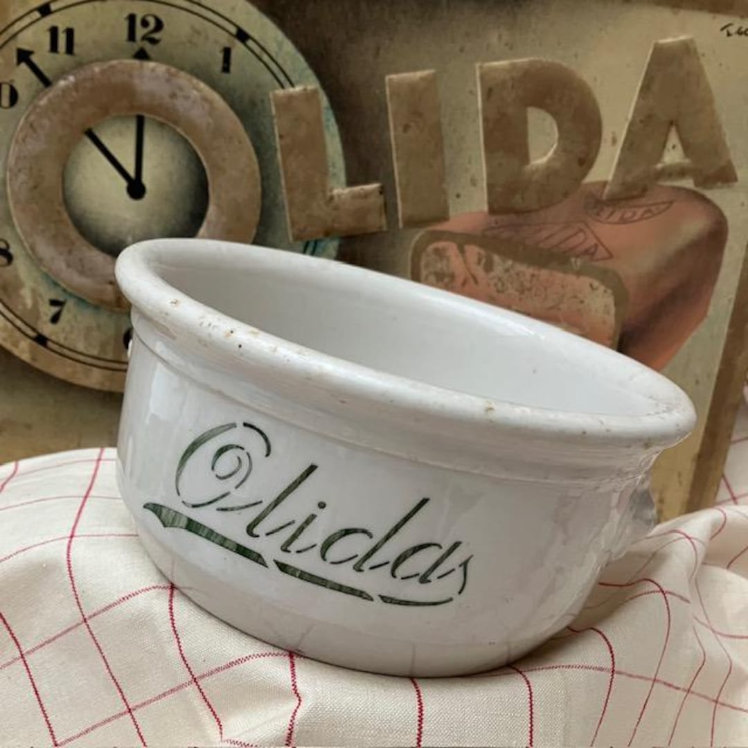 Rustic Vtg French Cooking/displaying CROCK Sandstone Bowl Delicatessen ...