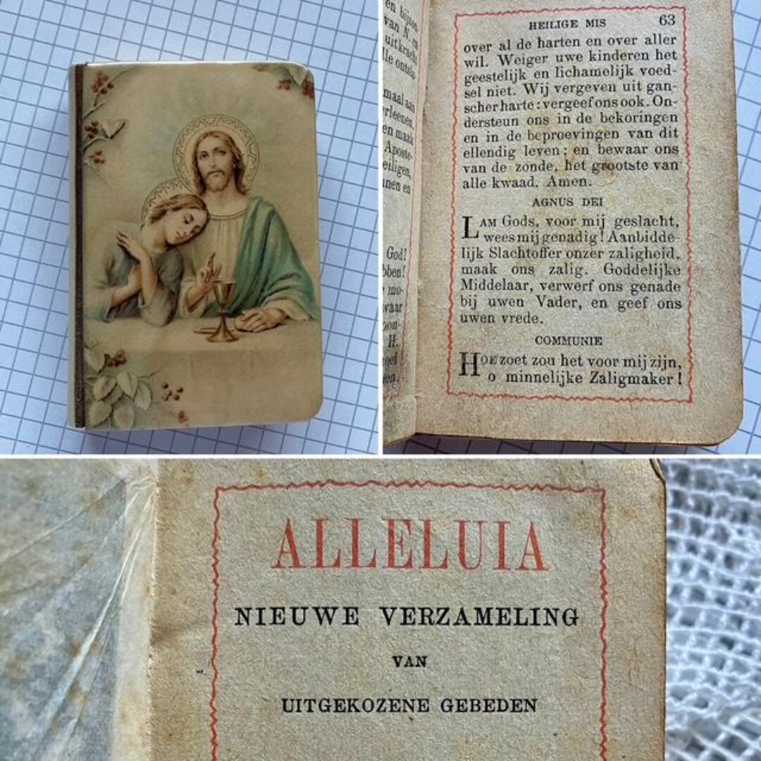 Adorable Antique DUTCH PRAYER BOOK / Missal Off-white Celluloid Jesus ...