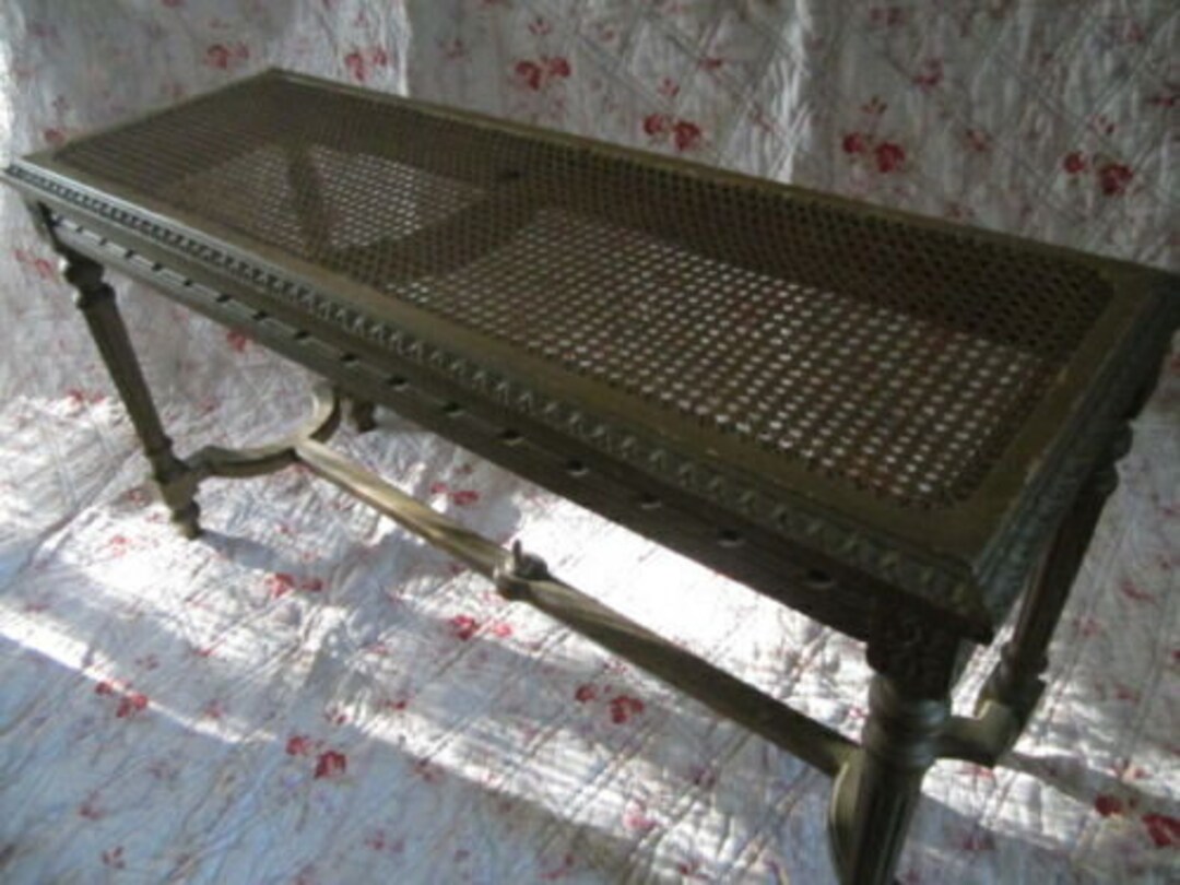 Charming French King Louis 16 Style Cane Canné BENCH BED BOTTOM Gilt ...