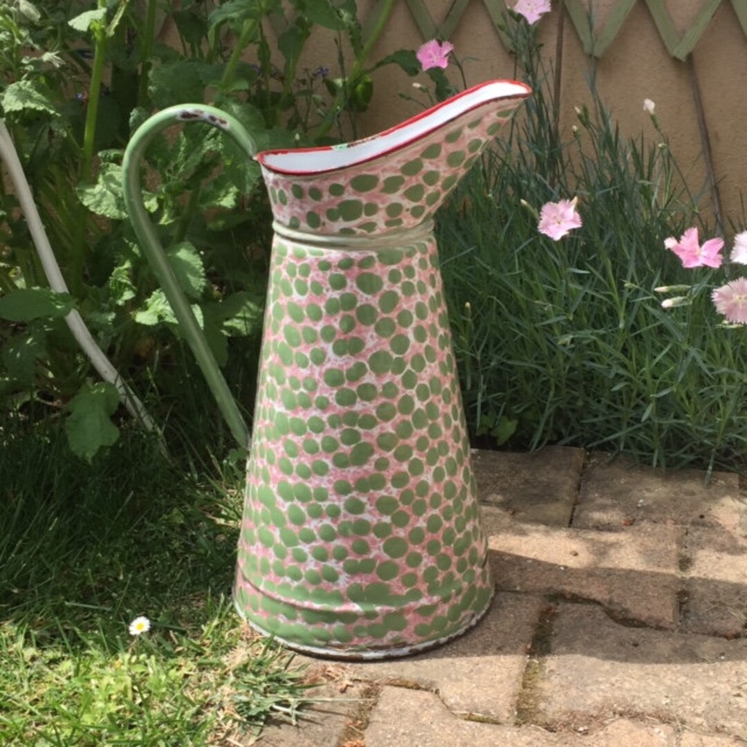 Rare Antique French Enamelware End of the DAY Body/water PITCHER Pink ...
