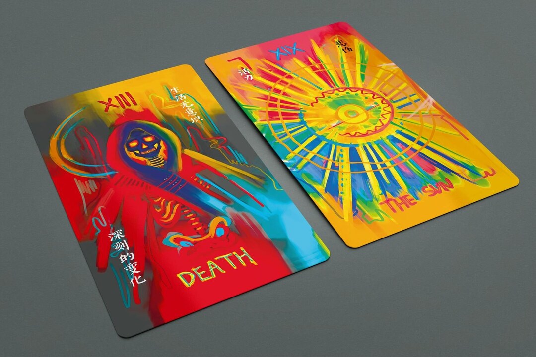 Neon Tarot Deck 78 Cards Unique Art Japanese Daemons Occult Modern ...