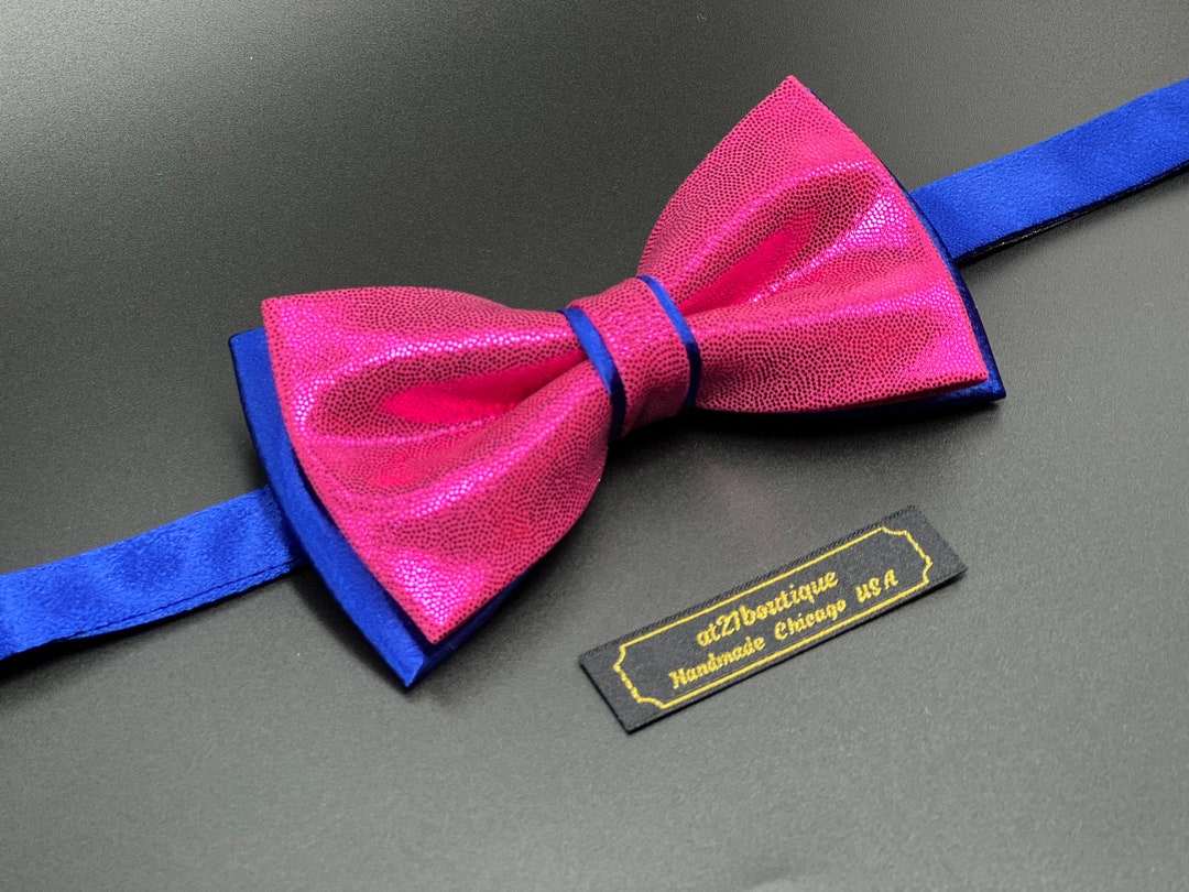 Metallic Fuschia and Royal Blue Bow Tie: Handmade Satin Wedding ...