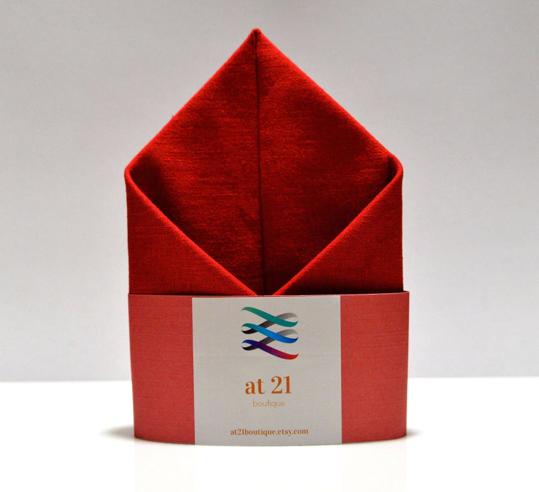 Red Pocket Square Handmade Red Pocket Square Mens Pocket Square Wedding ...