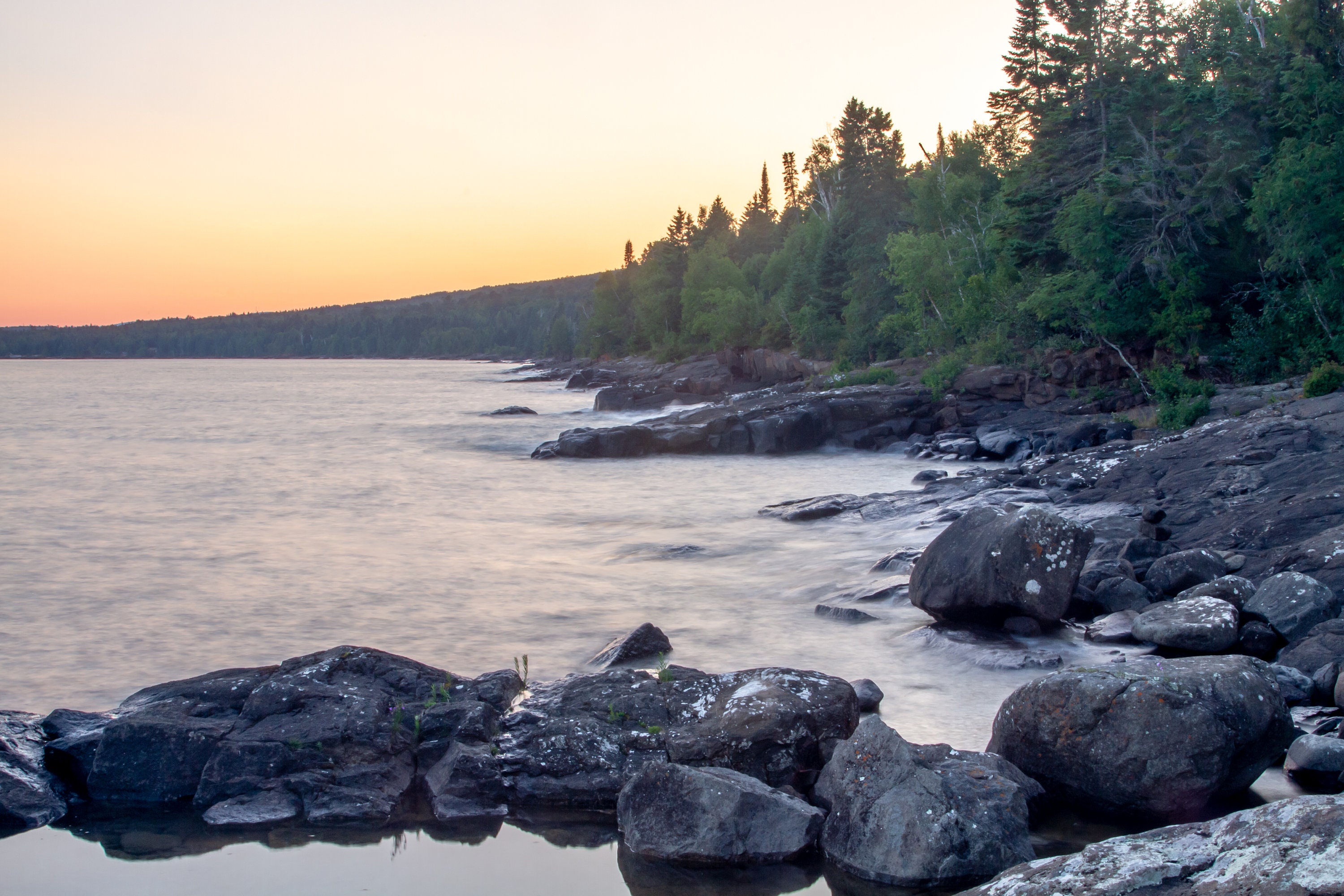Minnesota- Sunset on the North Shore of Lake Superior Near Grand Marais ...