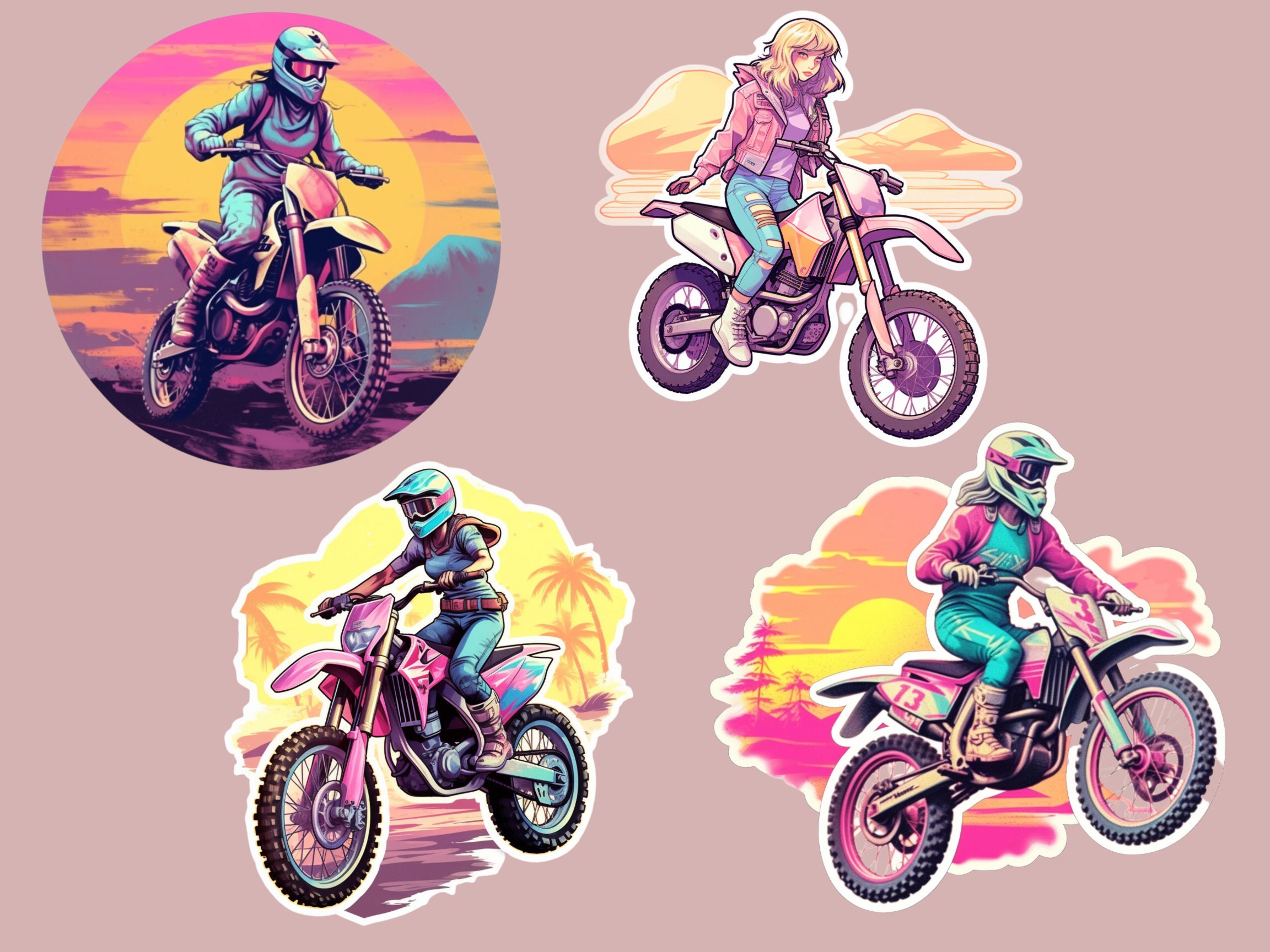 Motocross Girly Sticker Bundle - Etsy