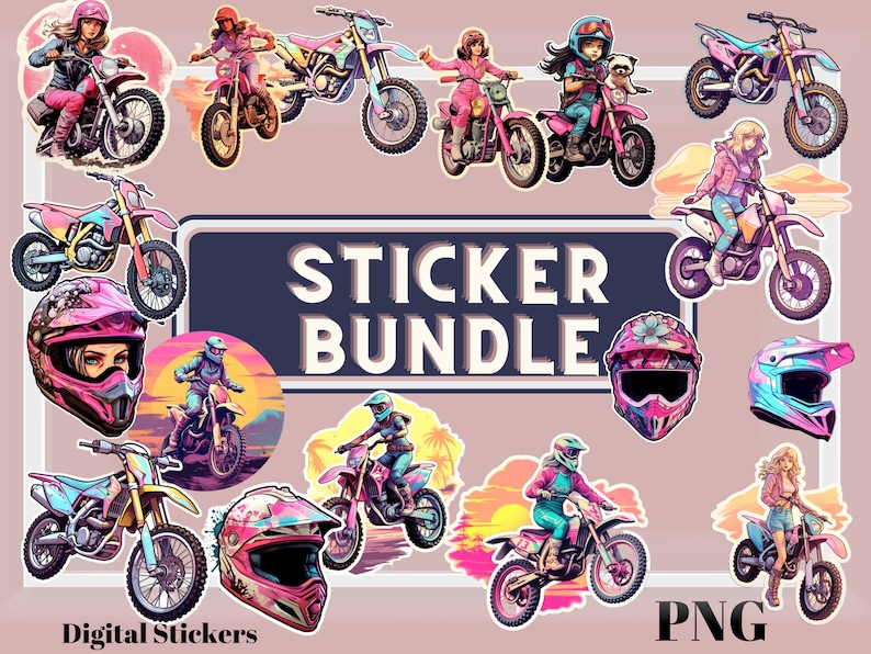 Motocross Girly Sticker Bundle - Etsy
