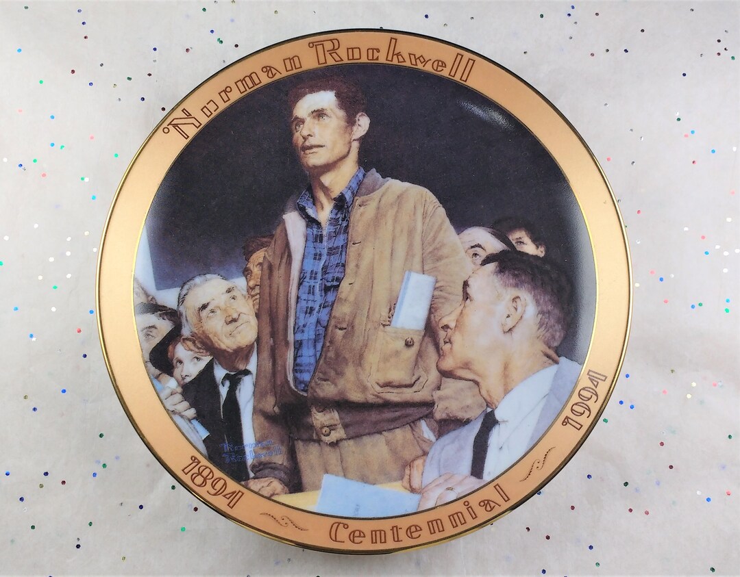 Freedom of Speech Norman Rockwell Plate, Centennial Gold Edge Plate by ...