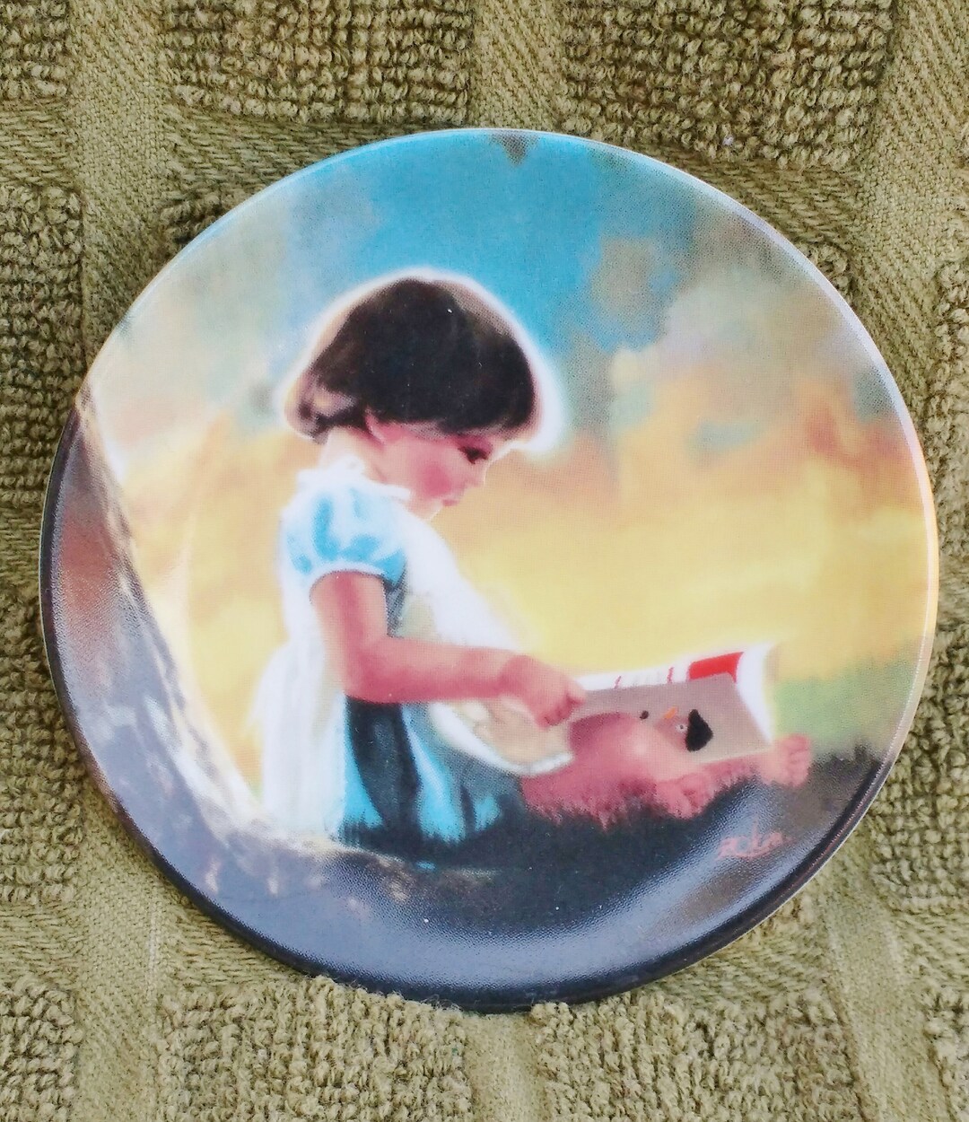 Donald Zolan Miniature Collector Plate By Myself, Child Reading Book ...