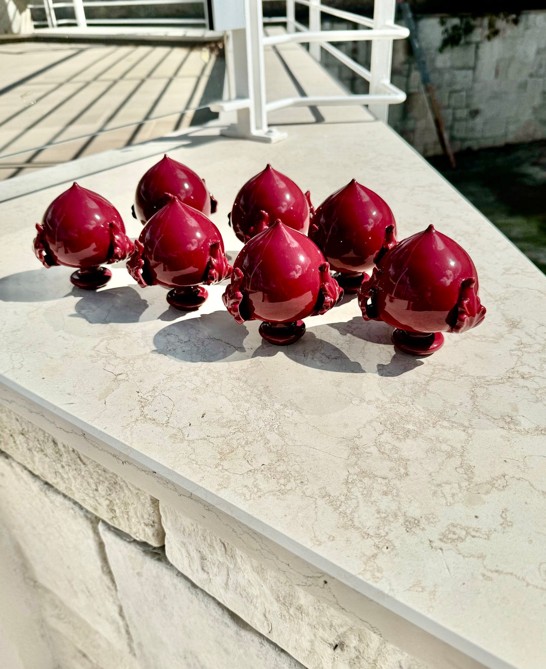 Handmade Pumo Puglia Bordeaux Set, Ceramic Lucky Charm, Unique Gift ...