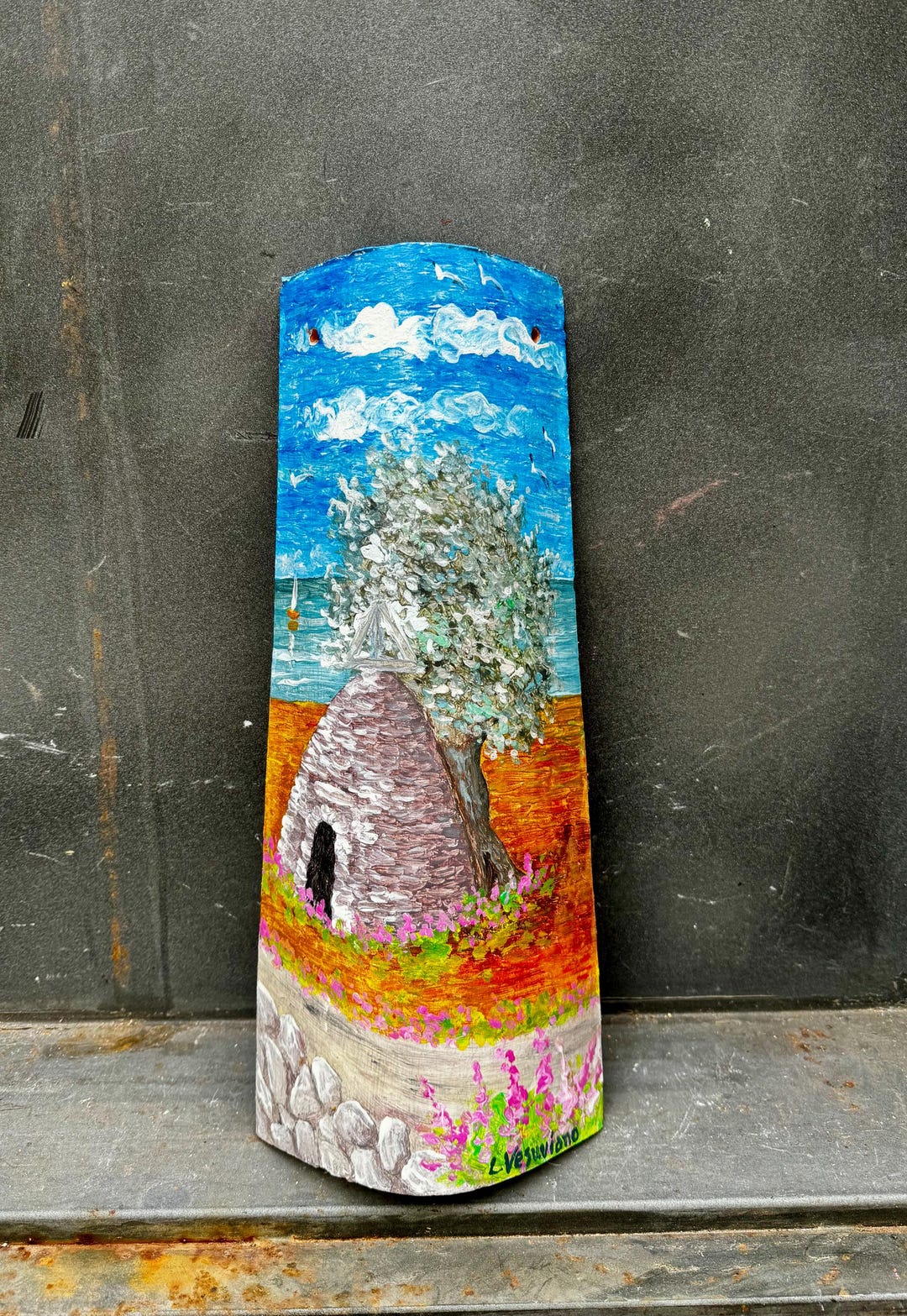 Hand-painted Terracotta Tile, Terracotta Coppo, Apulian Landscapes ...