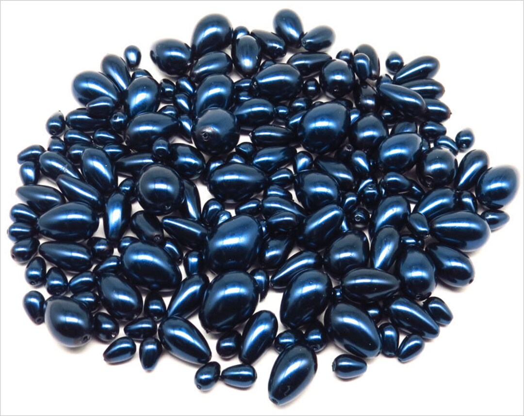 Set of Pearls Pearls Pearly Glass Mixture Prussian Blue 7mm to 15mm - Etsy