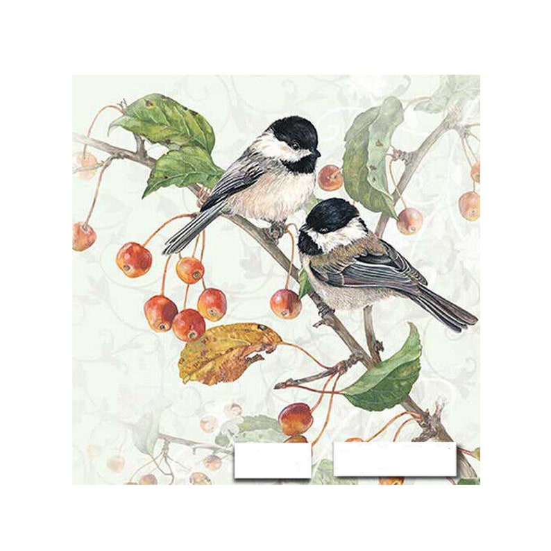 Chickadee Bird Autumn Paper Napkins | Decoupage Napkins | TWO ...