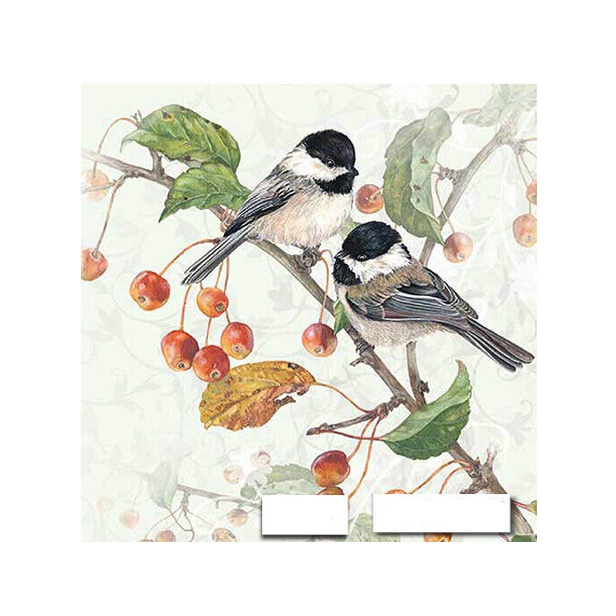 Chickadee Bird Autumn Paper Napkins | Decoupage Napkins | TWO ...