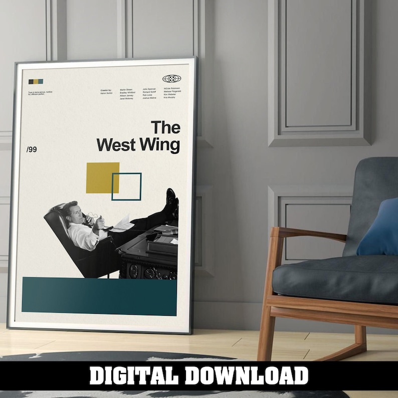 Mid Century Modern the West Wing Poster Digital Print, Custom Movie ...
