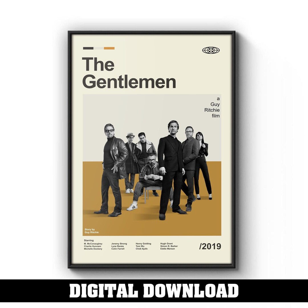Mid Century Modern the Gentlemen Poster Digital Print, Custom Movie ...